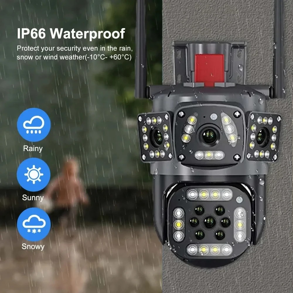Outdoor Waterproof Wireless WiFi HD Triple Security Camera ...